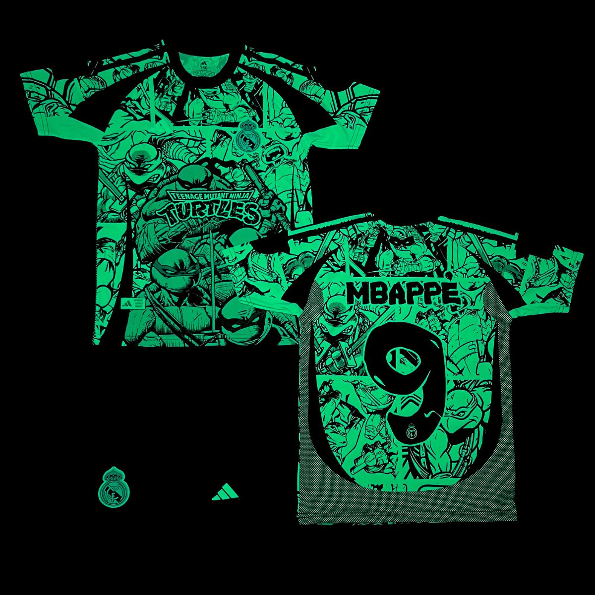 Gyerek fluoreszkáló mez szett Real Madrid, Mbappe. Neon nindzsa teknőc ...